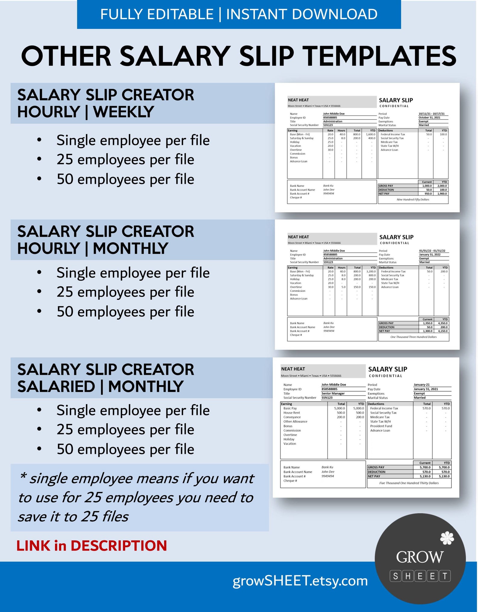 Pay Stub Generator With Database | Pay Slip Creator for Hourly Employee ...