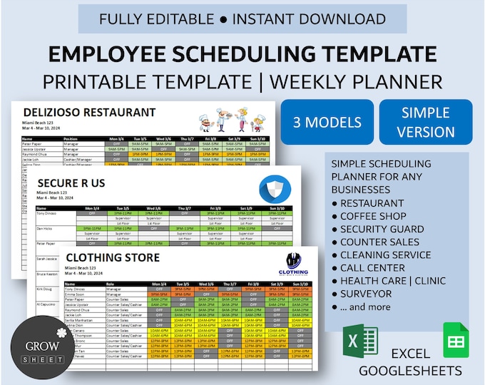 Employee Work Shift Schedule Generator Hourly Work Scheduler Automated Work Rotating 3 Shift 4 ...