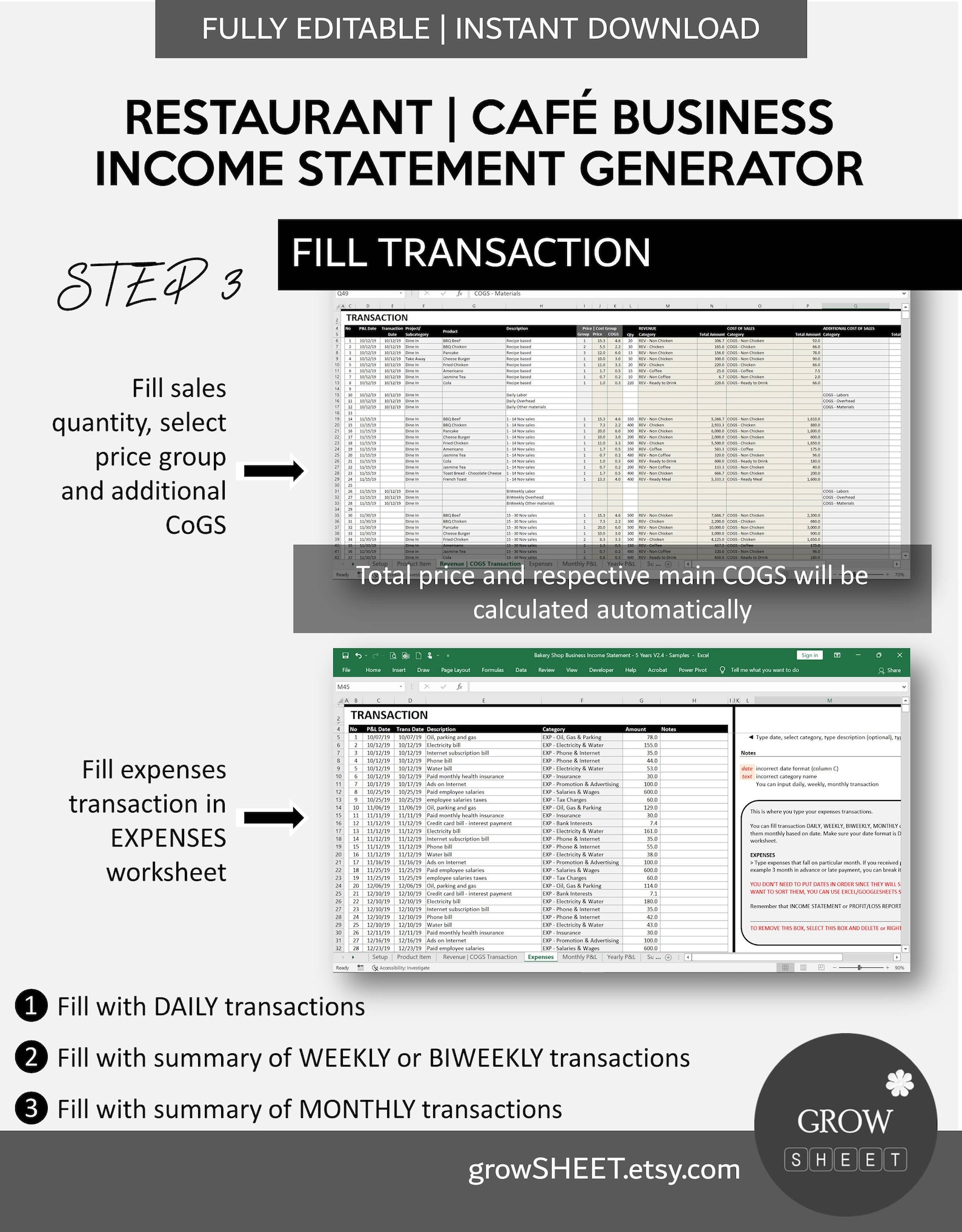 Restaurant Business Income Statement Generator Automated Profit & Loss ...