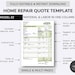 Printable Home Repair Quote Template Home Renovation Price - Etsy