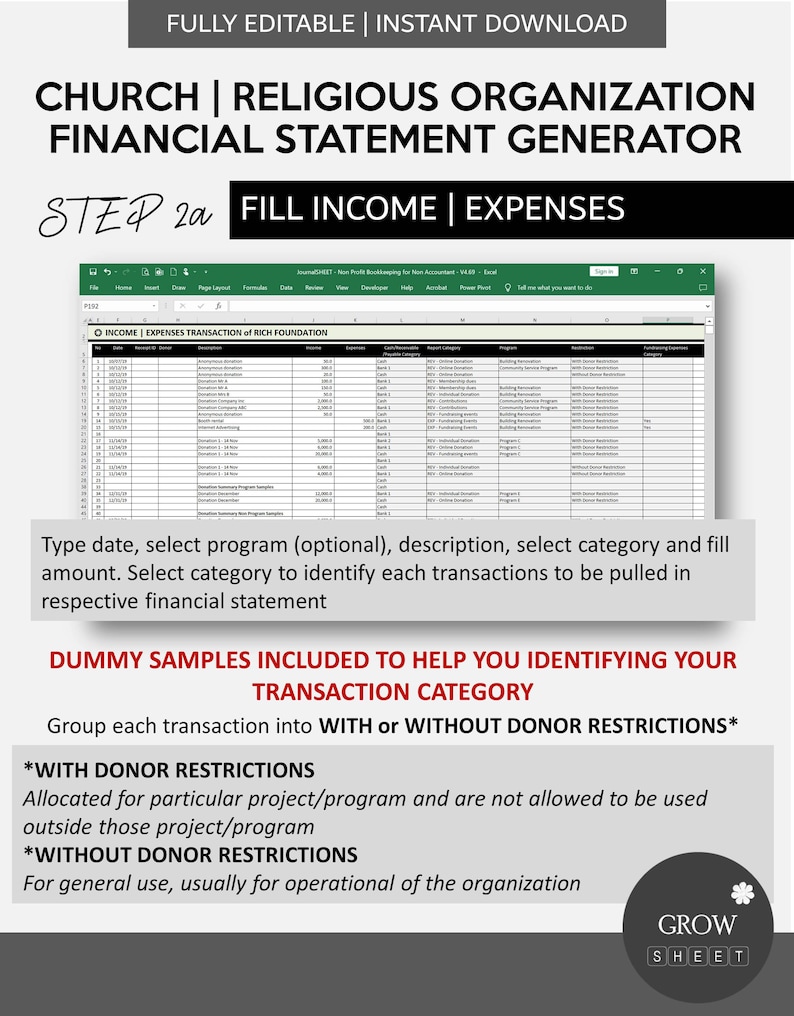 Church Financial Statement Generator Religious Organization Automated ...