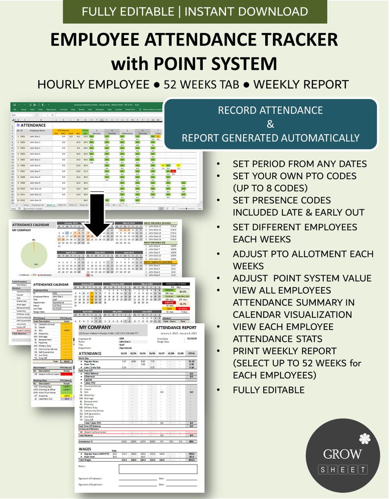 Employee Attendance Tracker With Disciplinary Point System | Automated ...