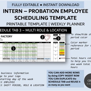 Intern-probation Employee Scheduling Template | Multi Roles-location ...