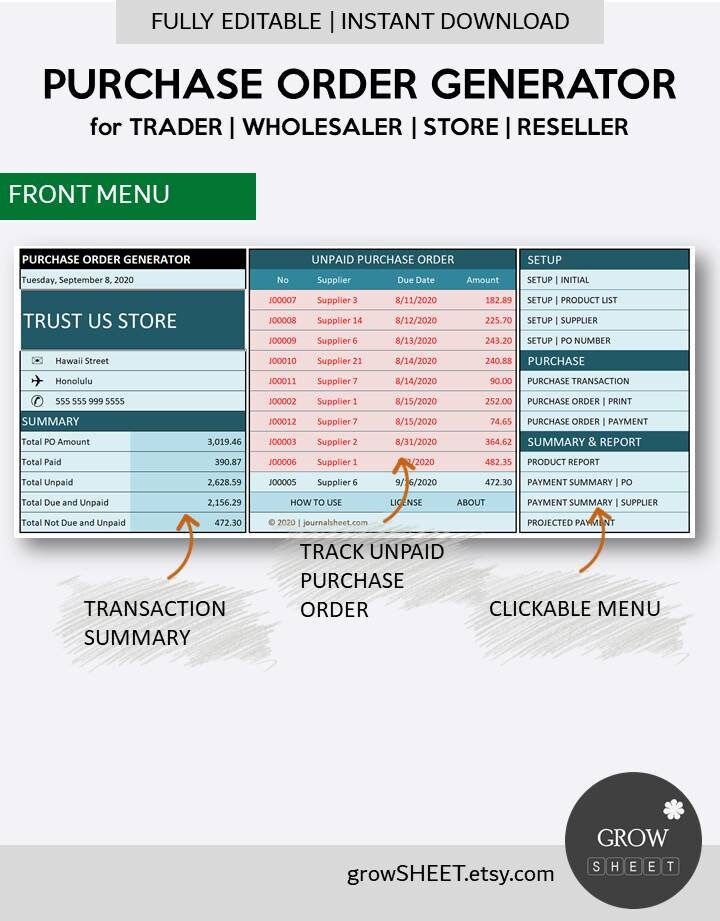 Purchase Order Generator for Trading Companies| Purchase Order Template ...