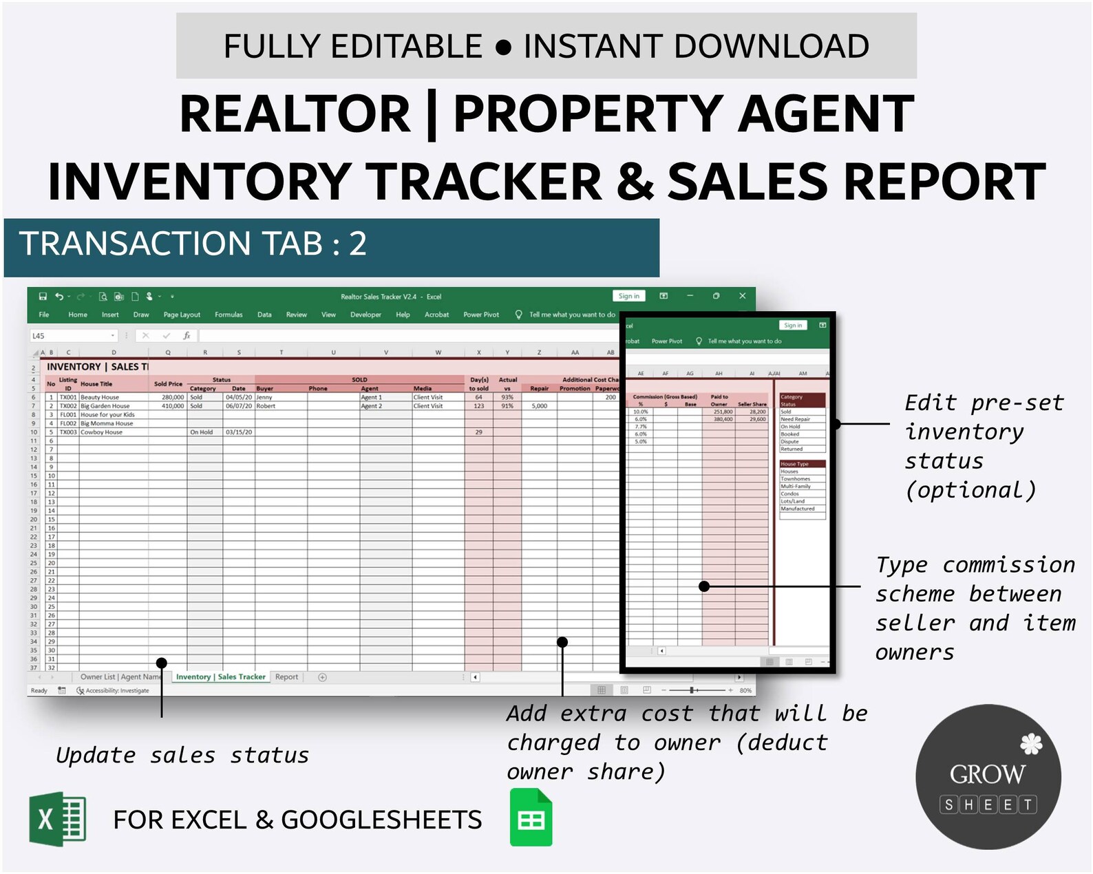 Realtor Inventory and Sales Tracker Property Agent Listing Management ...