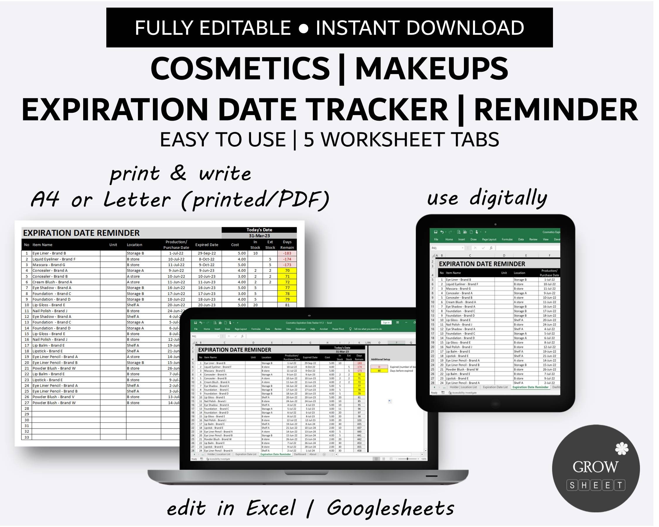 Cosmetics Expiry Date Tracker | Simple Makeups Inventory Database With ...