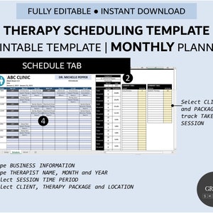 Therapy Scheduling Template for Excel and Google Sheets | Printable One ...