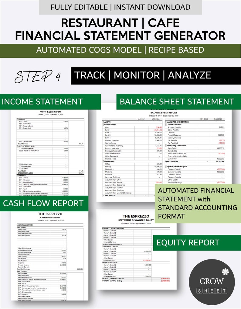 Restaurant Business Financial Statement Generator | Automated Income ...
