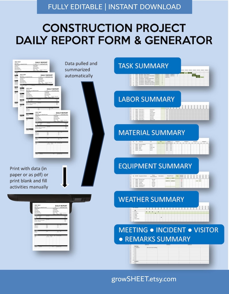 Construction Project Daily Report Generator With Database | Home ...