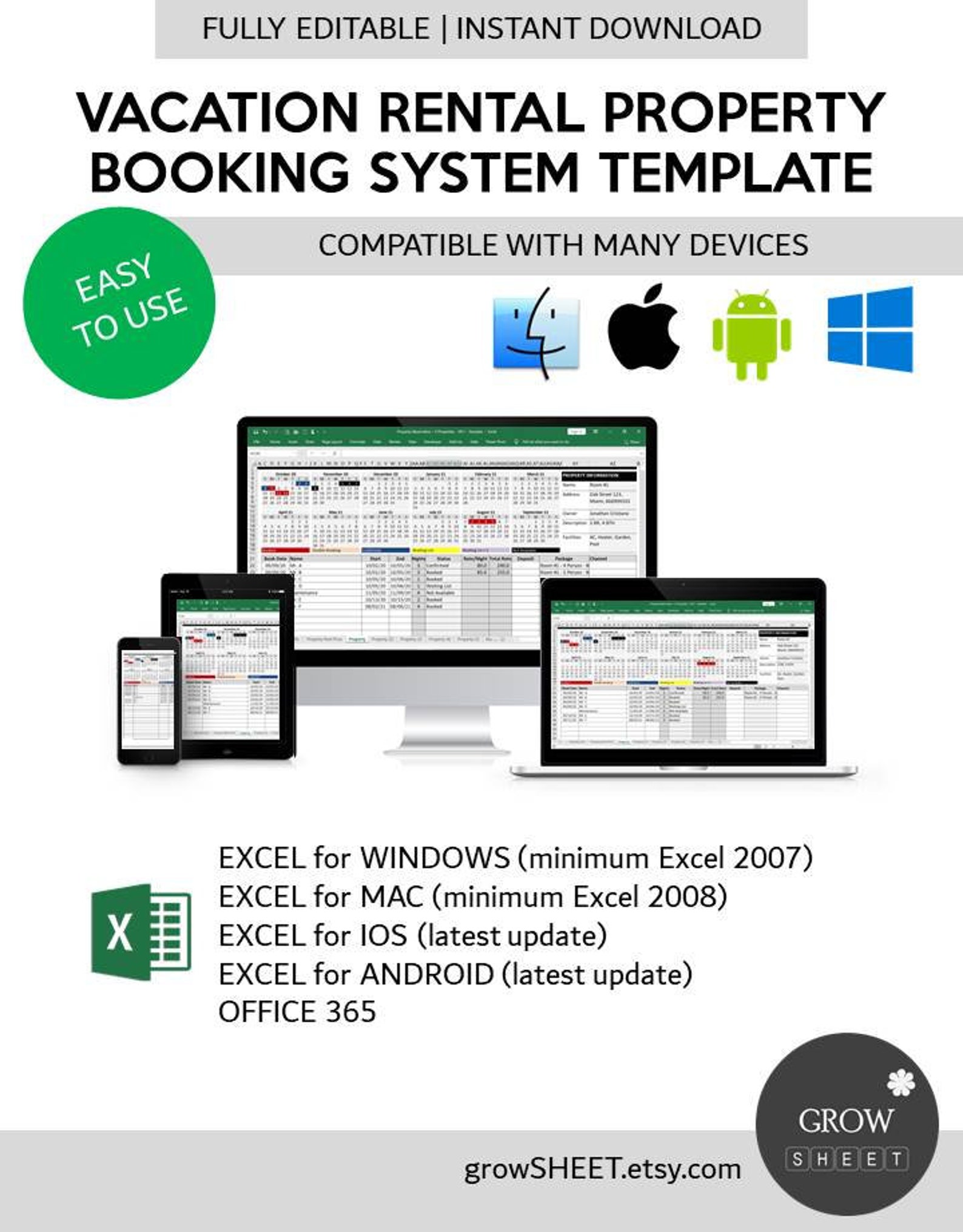 Vacation Rental Property Booking System Template Simple | Etsy