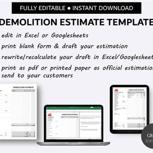 Printable Demolition Estimate Template for Excel and Google Sheets ...