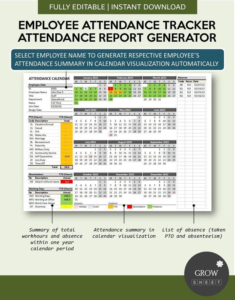 Employee Attendance Tracker and Report Generator | Leave Planner ...