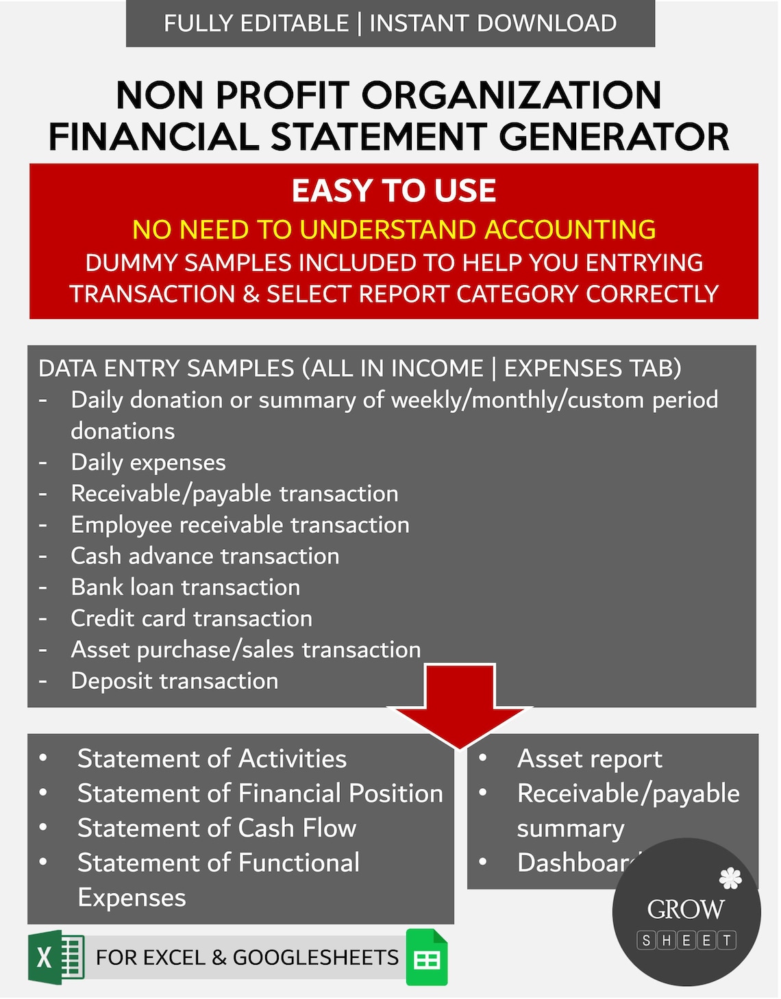 Non Profit Organization Financial Statement Generator - Etsy