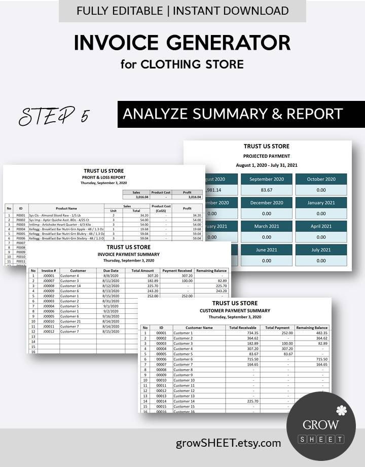 Invoice Generator for Clothing Business Excel Invoice Template for ...