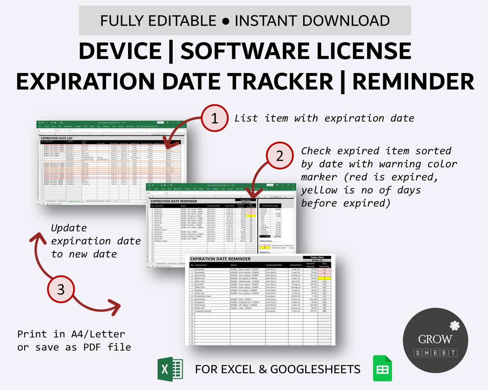 Employee Software License Expiry Date Tracker | Simple Inventory ...