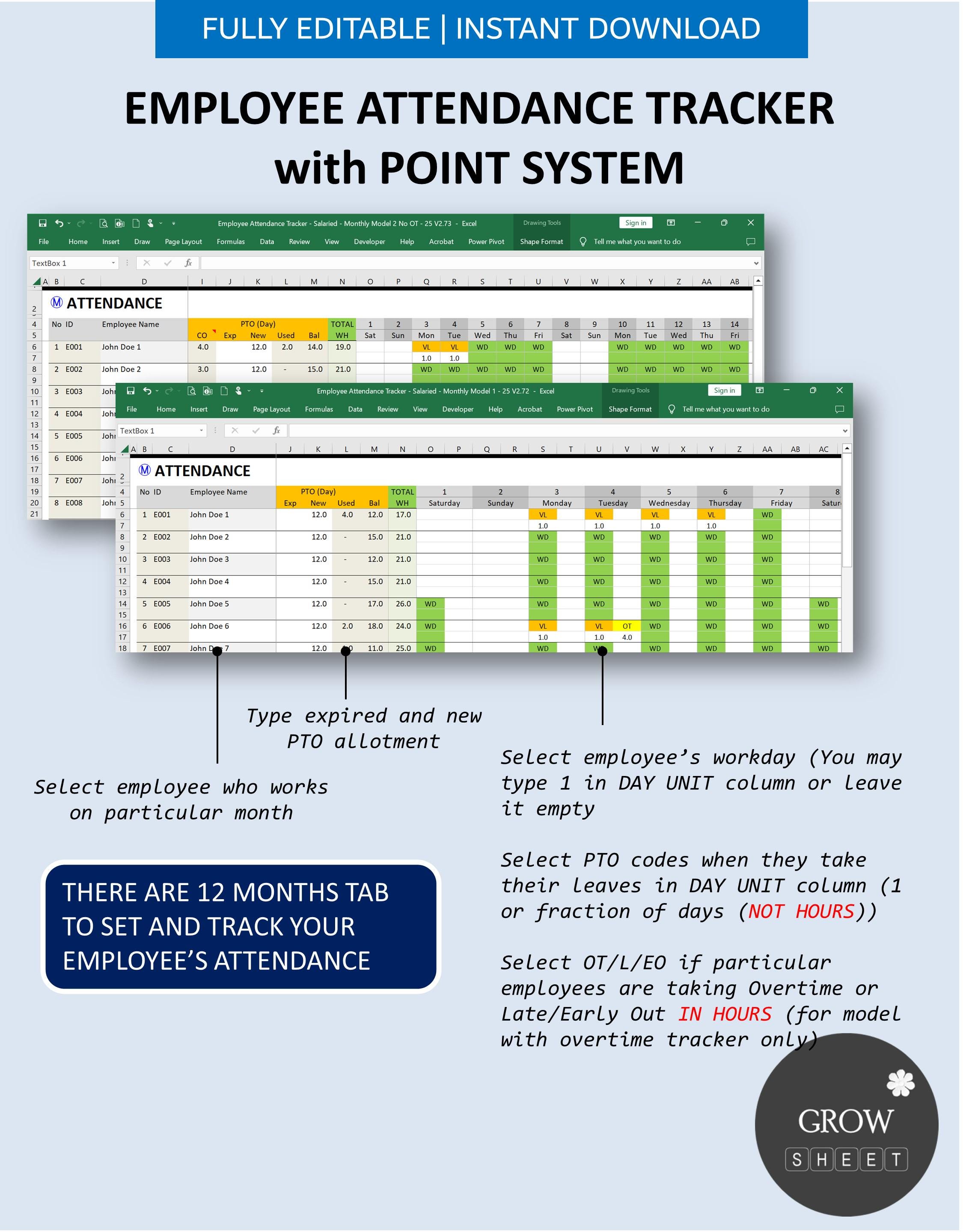 Employee Attendance Tracker With Point System | Automated Disciplinary ...