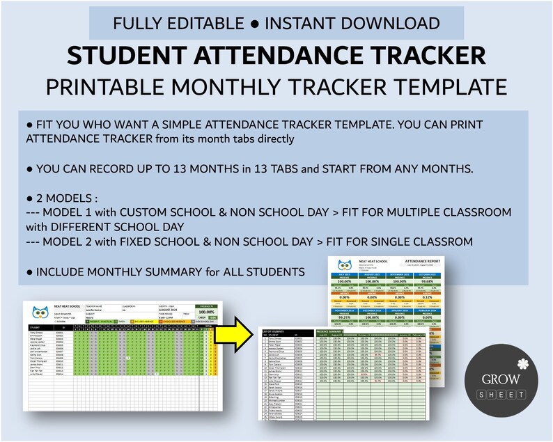 Student Attendance Tracker | Daily Attendance Record | Start From Any ...