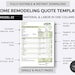 Printable Home Remodeling Quote Template | Construction Price Quotation ...