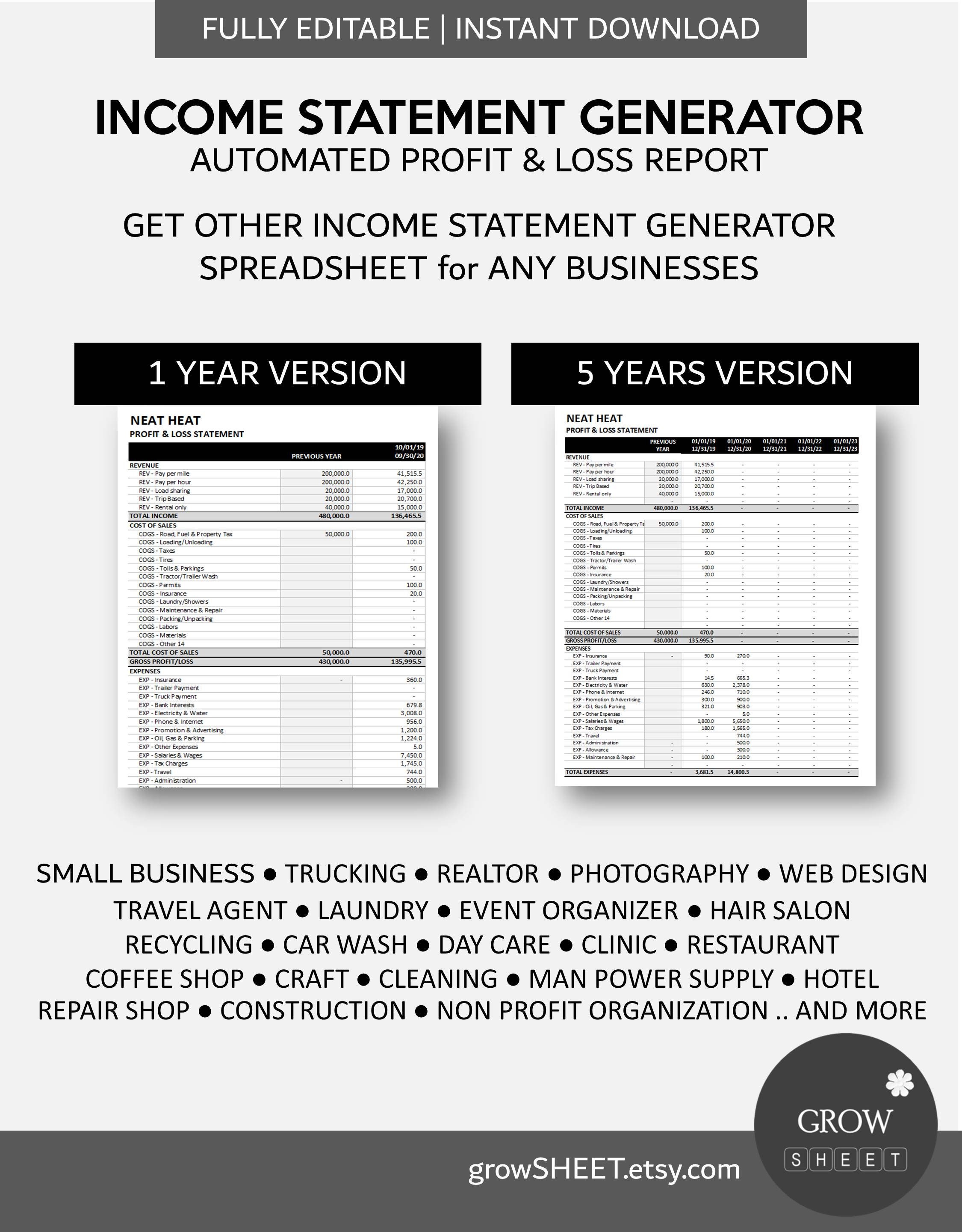 Notary Business Income Statement Generator Law Firm Profit & Loss ...