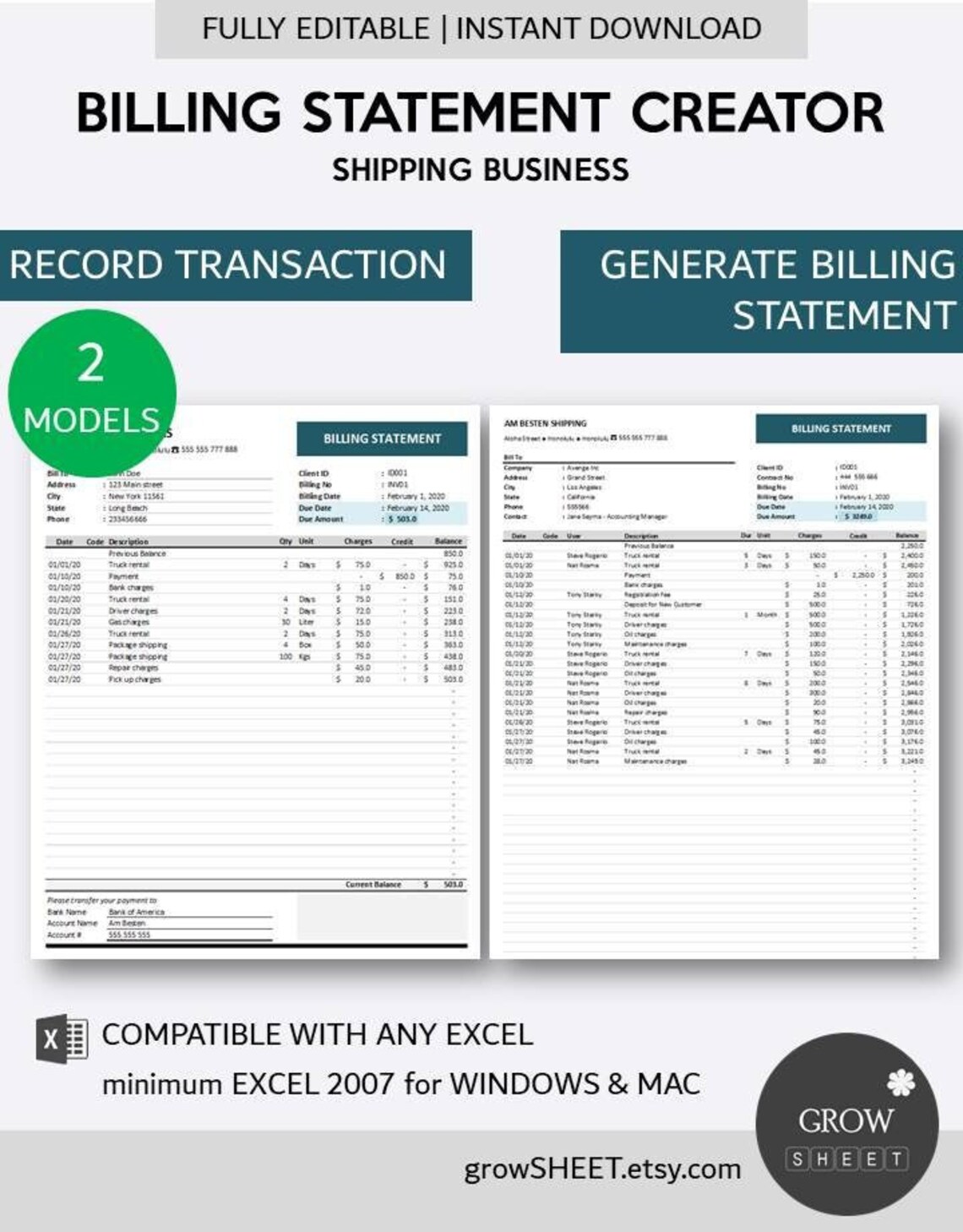 Billing Statement Creator for Shipping | Courier Business | Excel ...