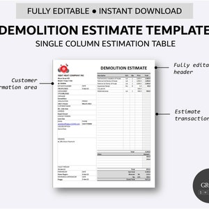 Printable Demolition Estimate Template for Excel and Google Sheets ...