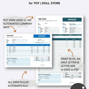 Invoice Generator for Toy Stores | Excel Invoice Template for Doll ...