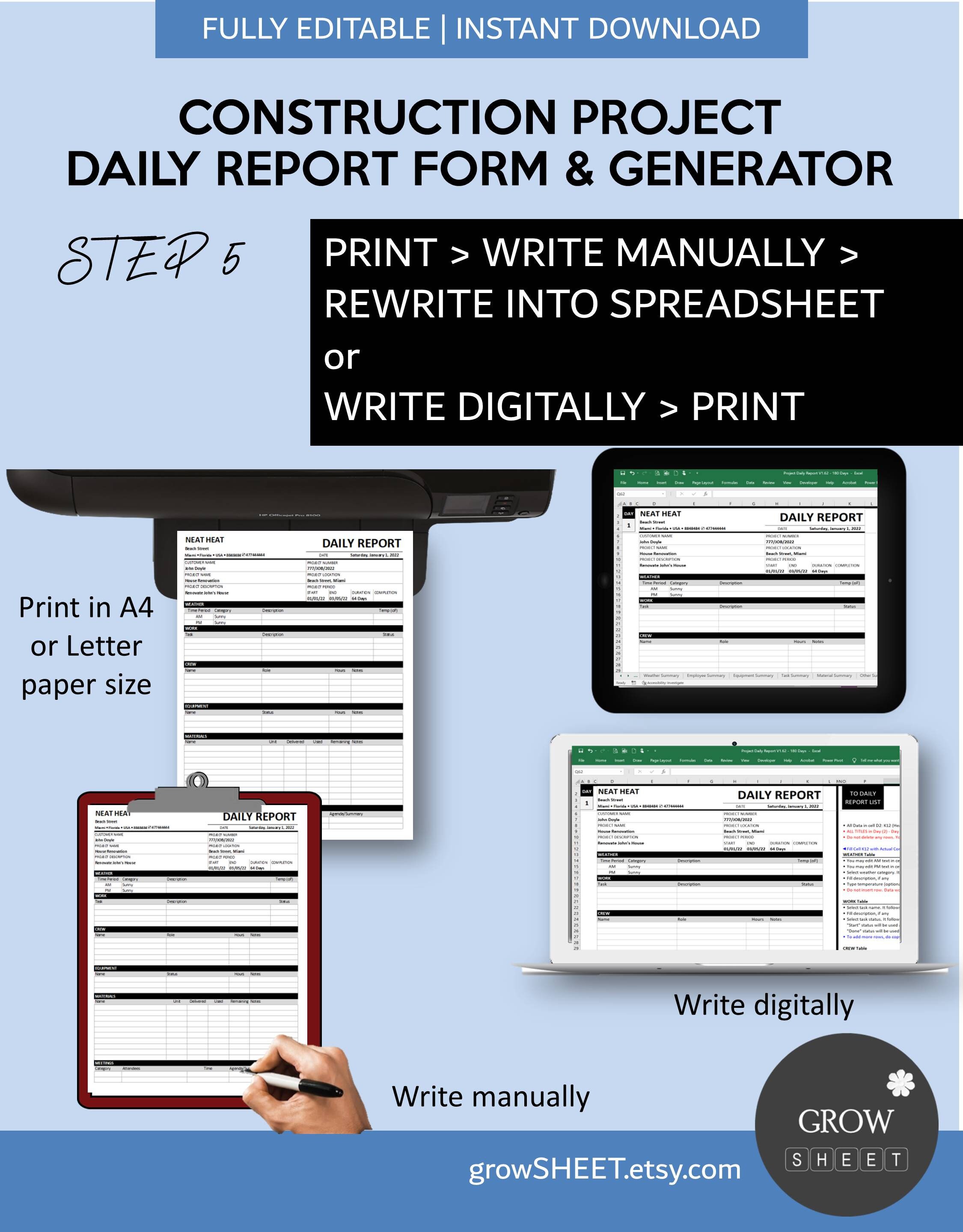Construction Project Daily Report Generator With Database | Home ...