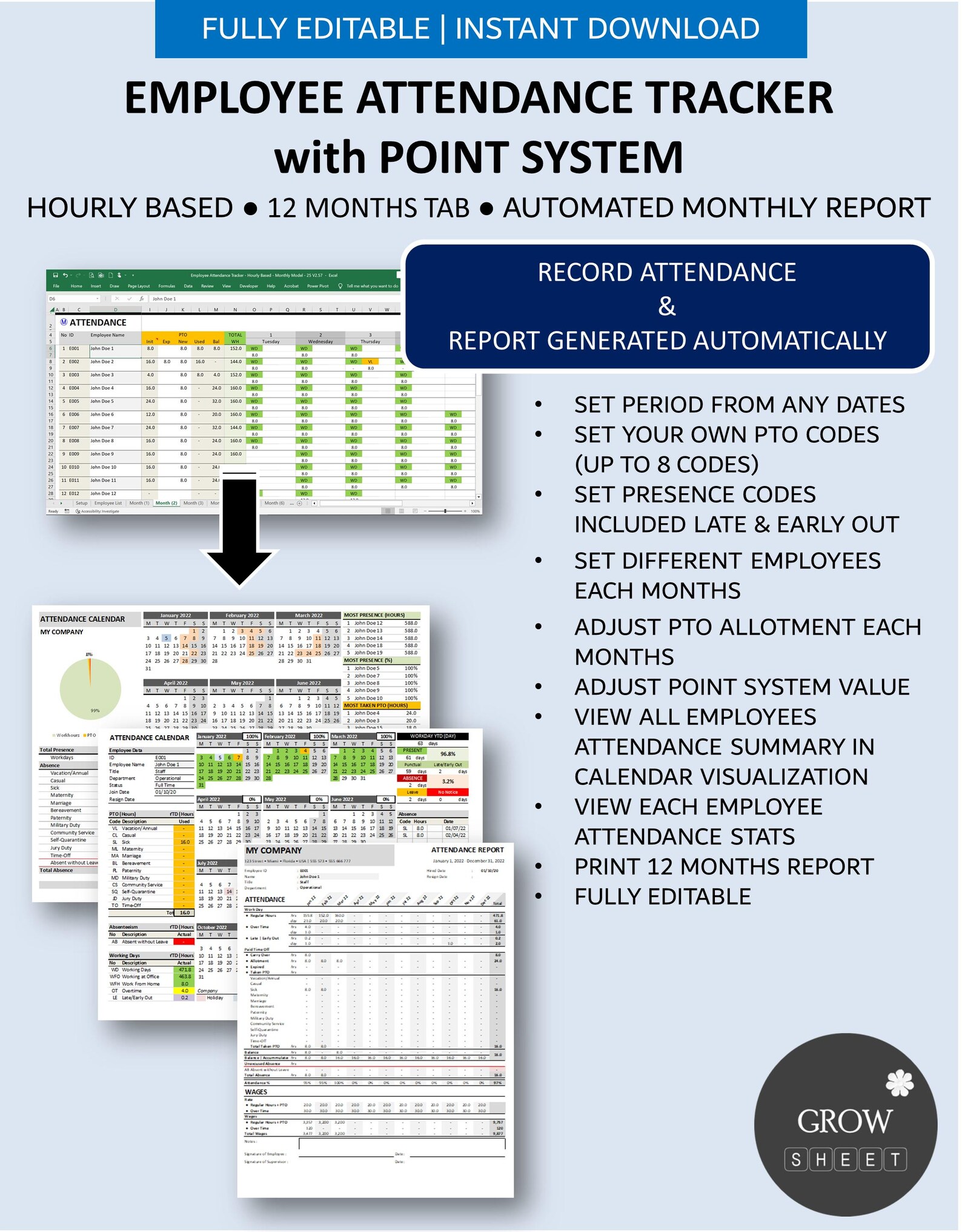 Employee Attendance Tracker With Point System | Automated Disciplinary ...