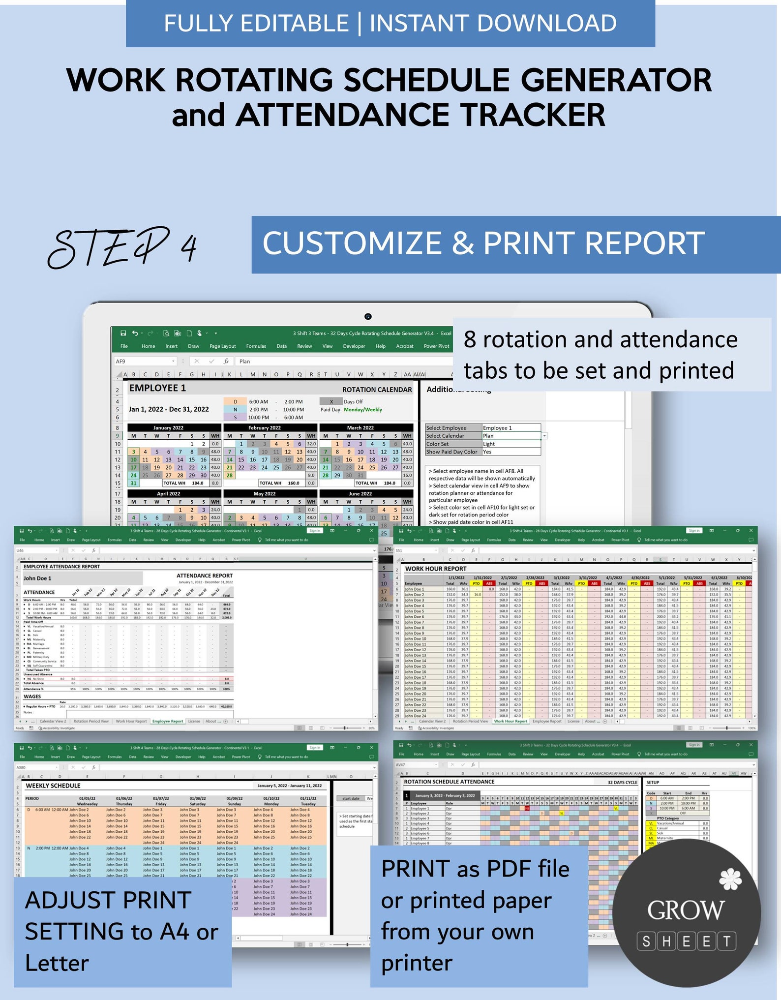 Work Rotating Generator Template and Attendance Tracker | Automated ...