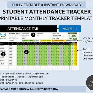 Student Attendance Tracker | Daily Attendance Record | Start From Any ...