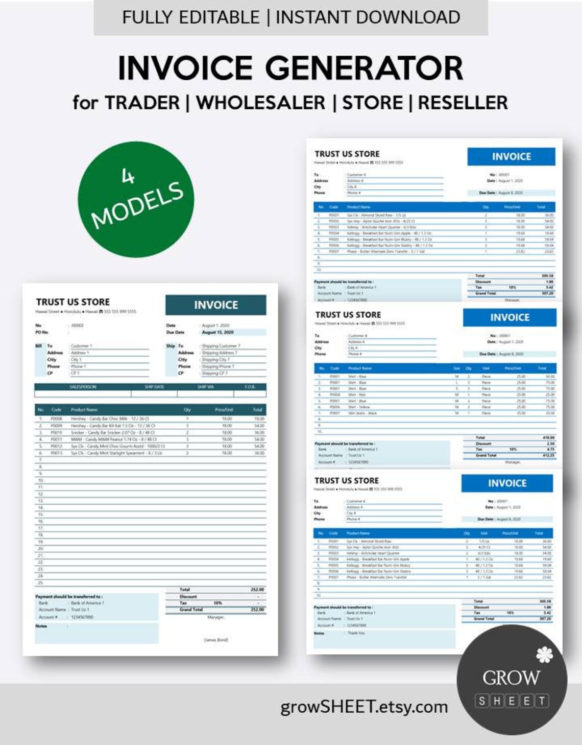 Invoice Generator for Trading Business | Excel Invoice Template for ...