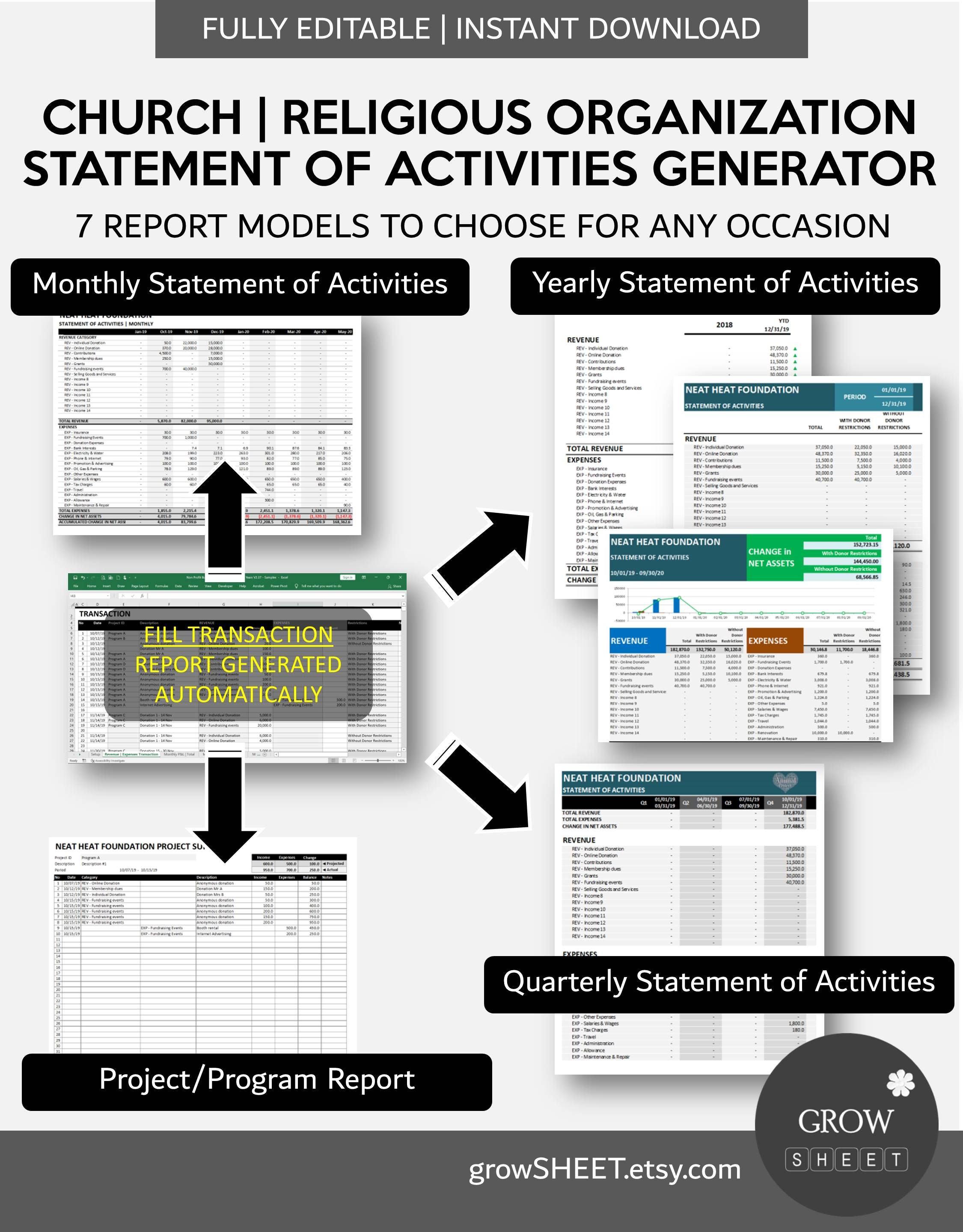 Church Income Statement Generator | Religious Organization Statement of ...