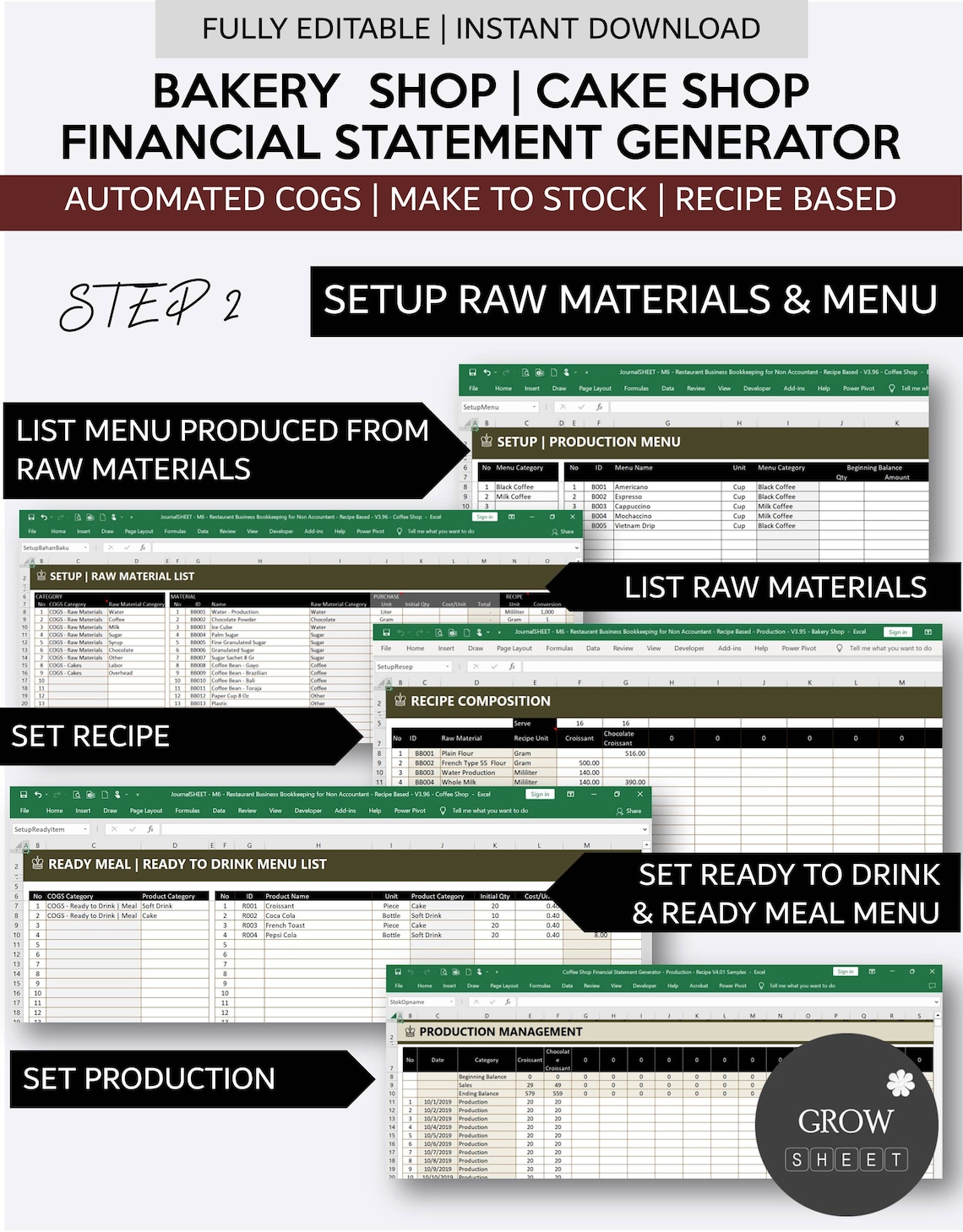 Bakery Shop Financial Statement Generator Automated Income Balance ...