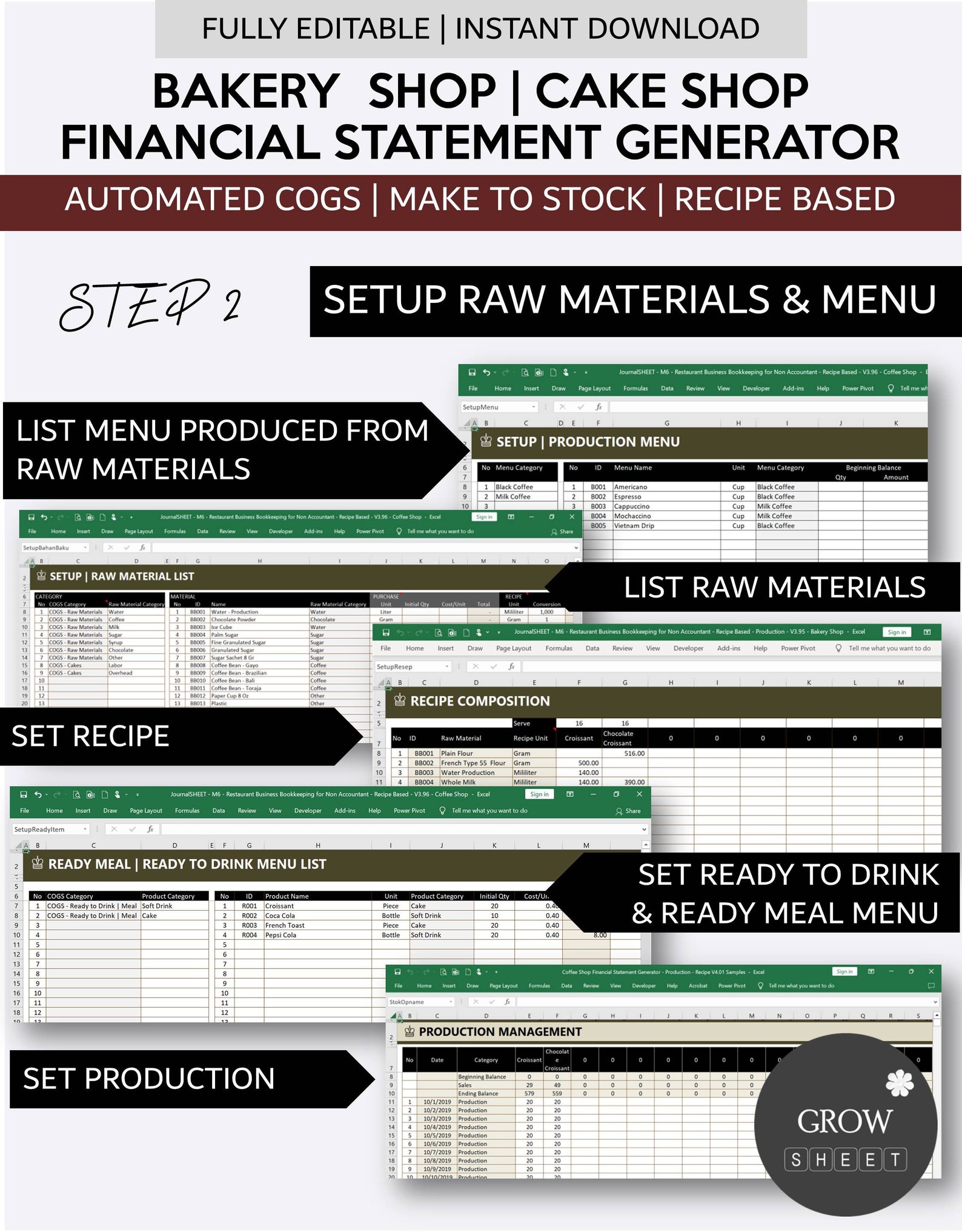 Bakery Shop Financial Statement Generator Automated Income Balance ...