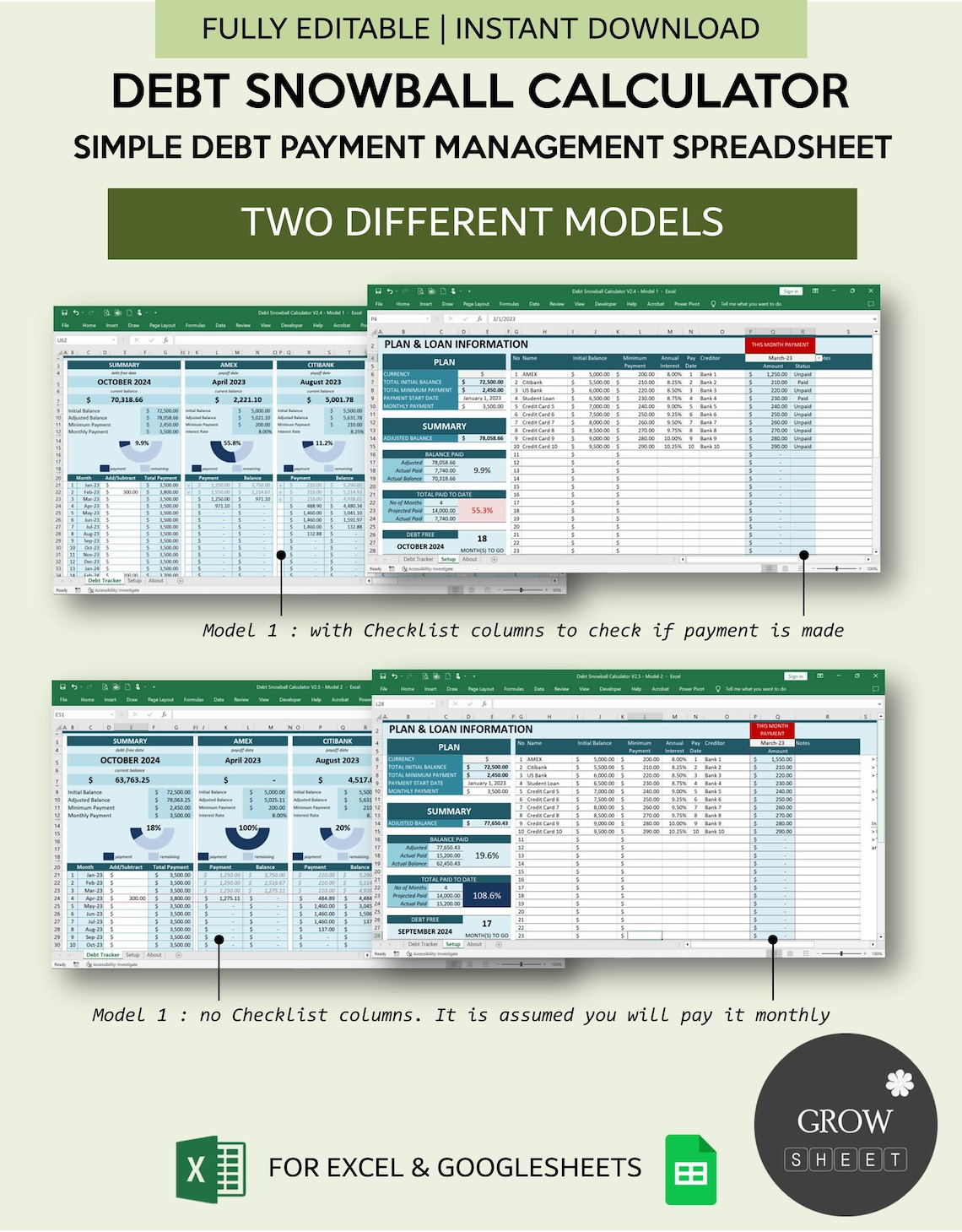 Debt Snowball Spreadsheet | Loan Payment Tracker | Debt Payoff ...