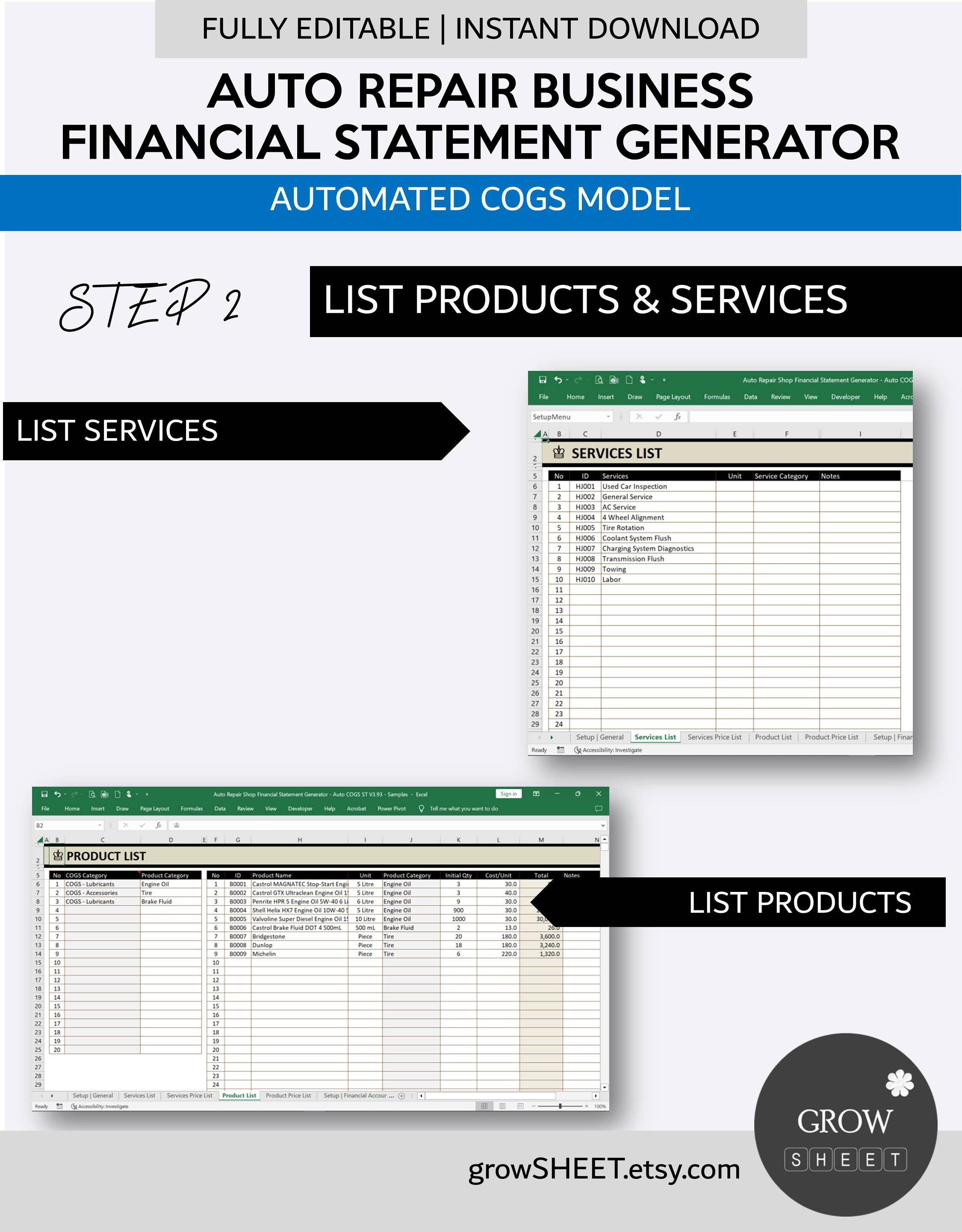 Auto Repair Shop Business Financial Statement Generator | Automated ...