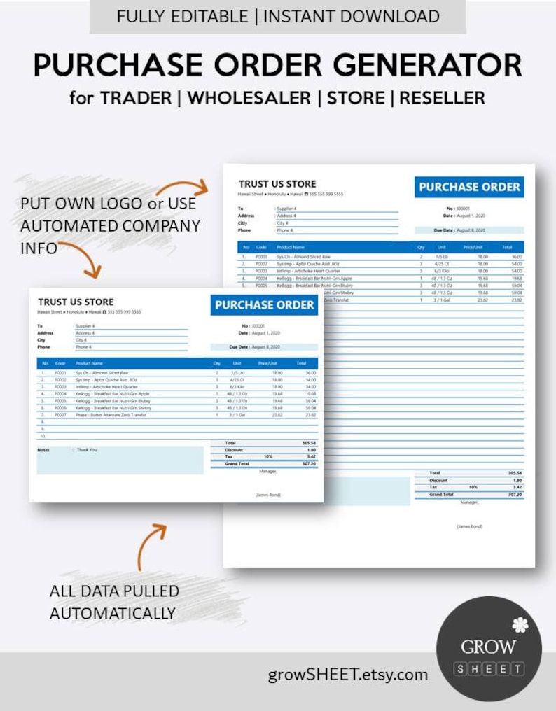 Purchase Order Generator for Trading Companies| Purchase Order Template ...