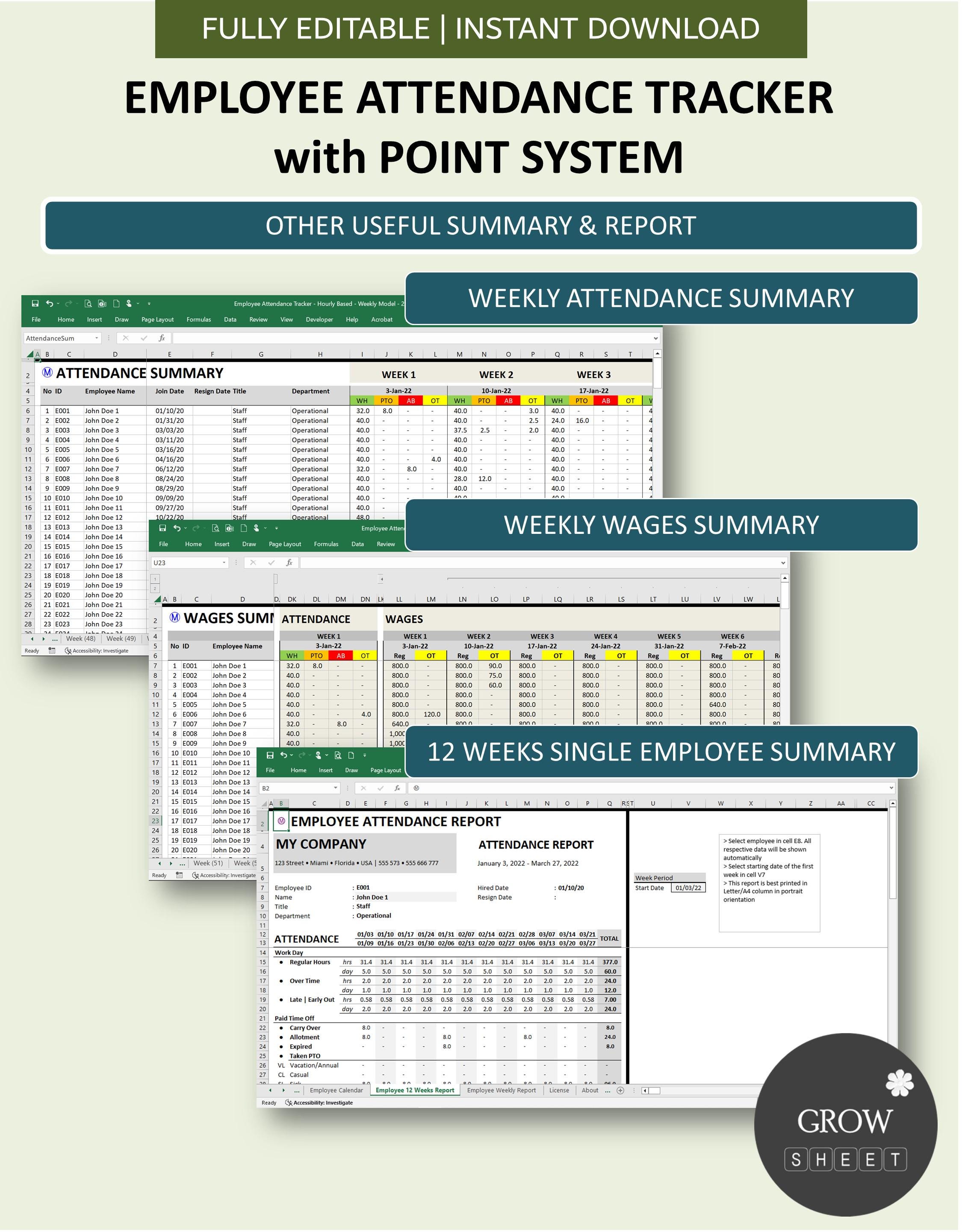Employee Attendance Tracker With Disciplinary Point System | Automated ...