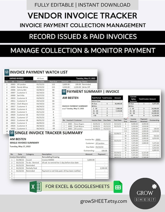 Vendor Invoice Payment Tracker and Collection Management | Etsy