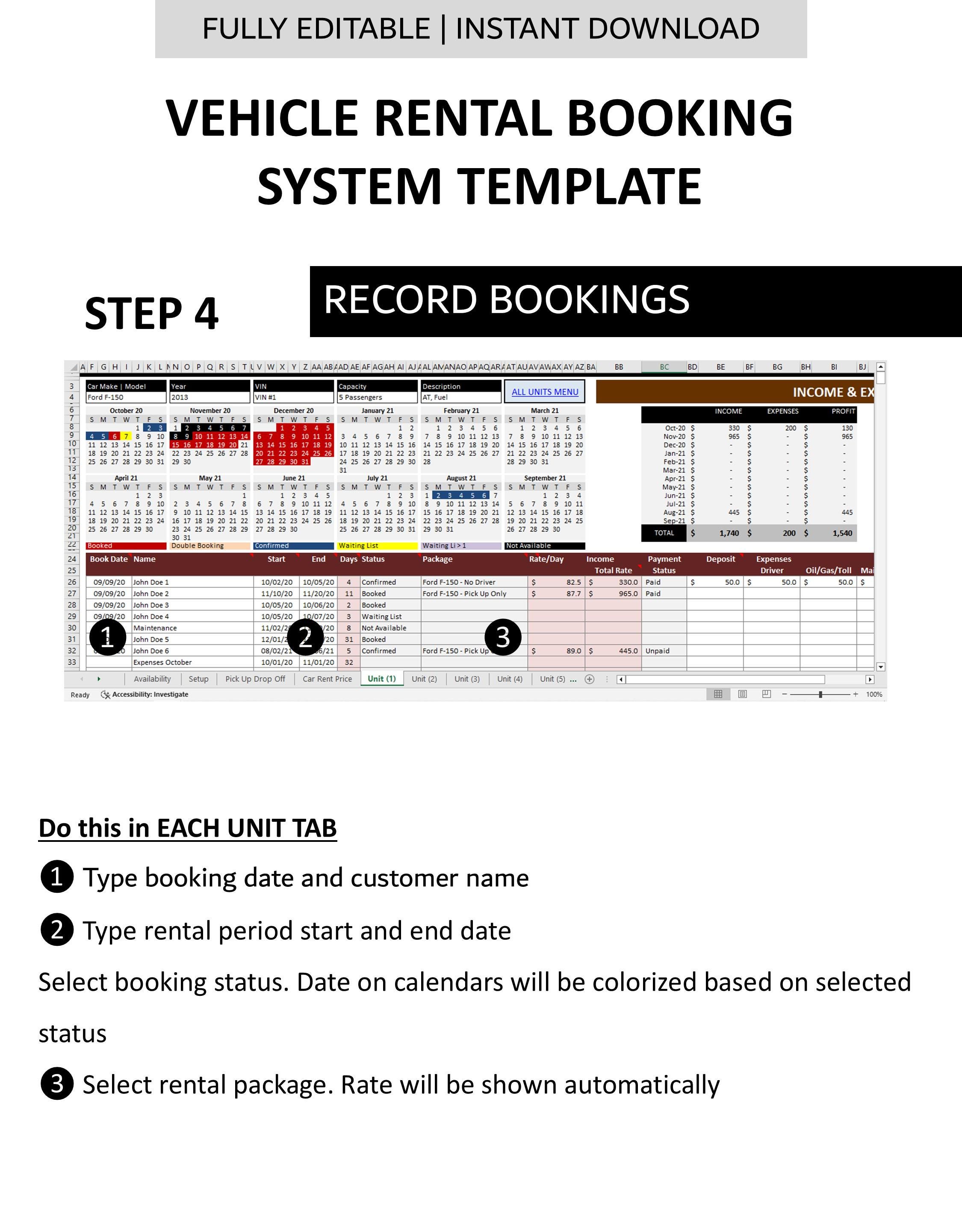 Car Rental Daily Booking Template | Auto Rental Reservation Template ...
