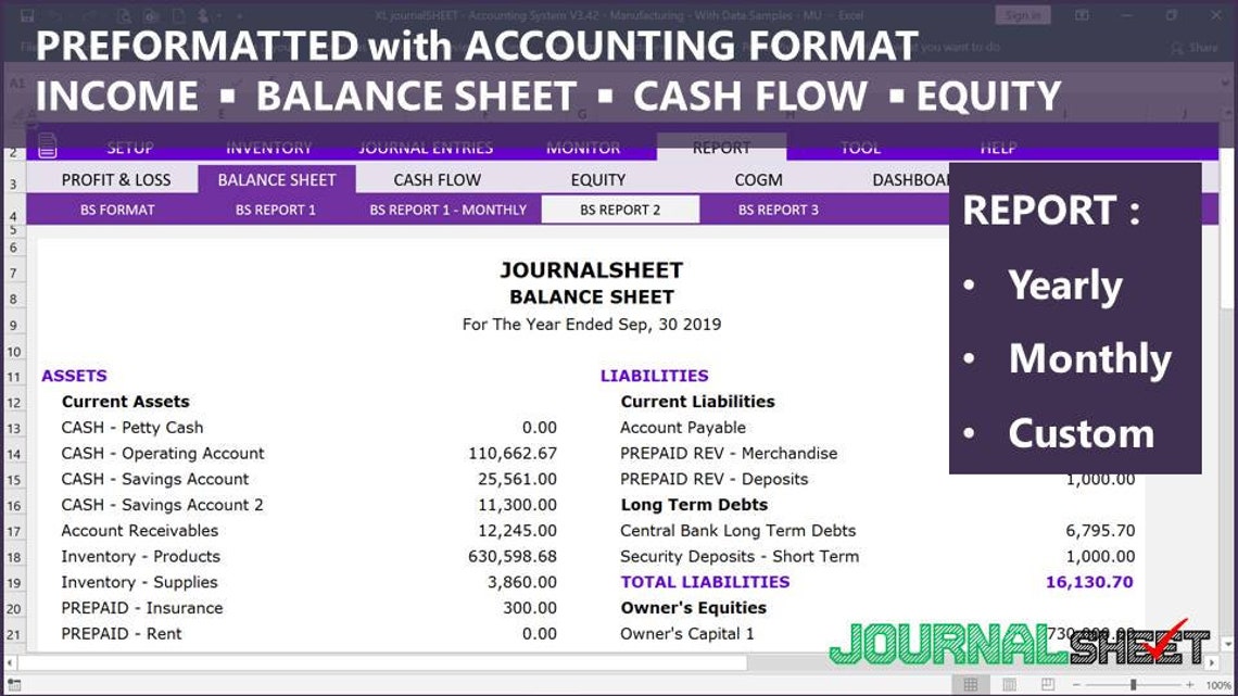 Excel Accounting Template for Manufacturing Business | Accounting ...