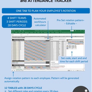 Work Rotating Generator Template and Attendance Tracker | Automated ...