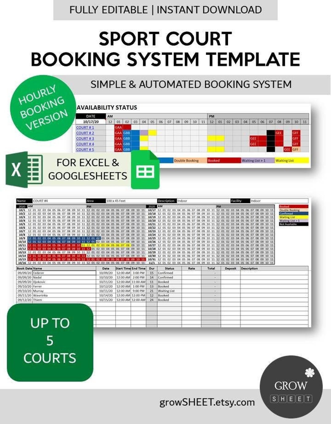 Sport Court Booking System Template | Tennis - Football - Basketball Court Hourly Rental ...