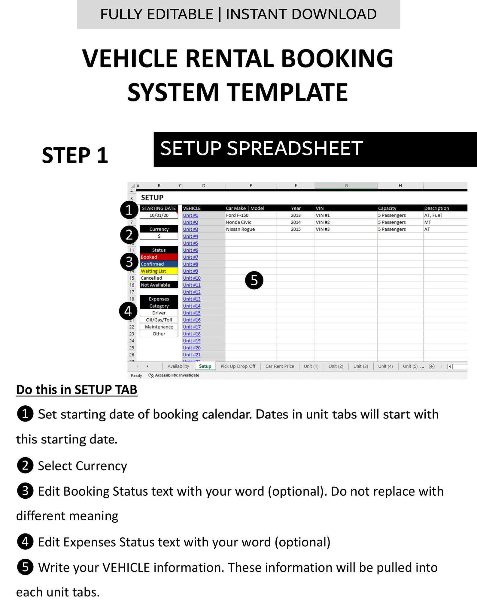 Car Rental Daily Booking Template | Auto Rental Reservation Template ...