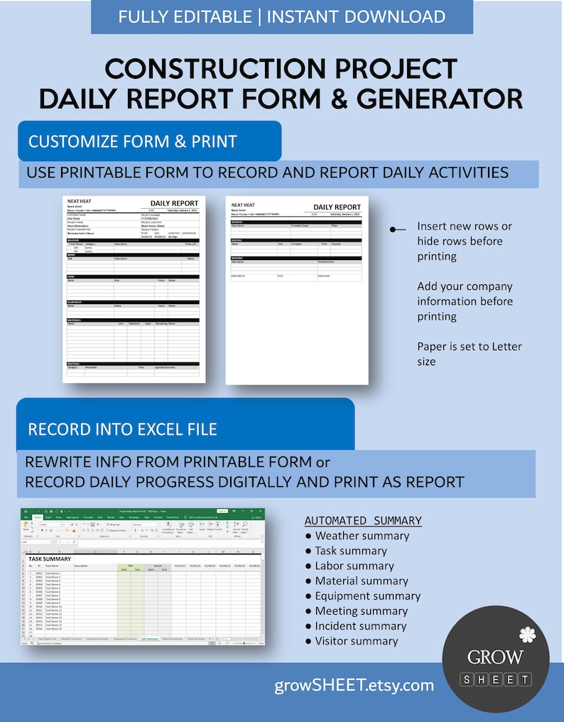 Construction Project Daily Report Generator With Database | Home ...