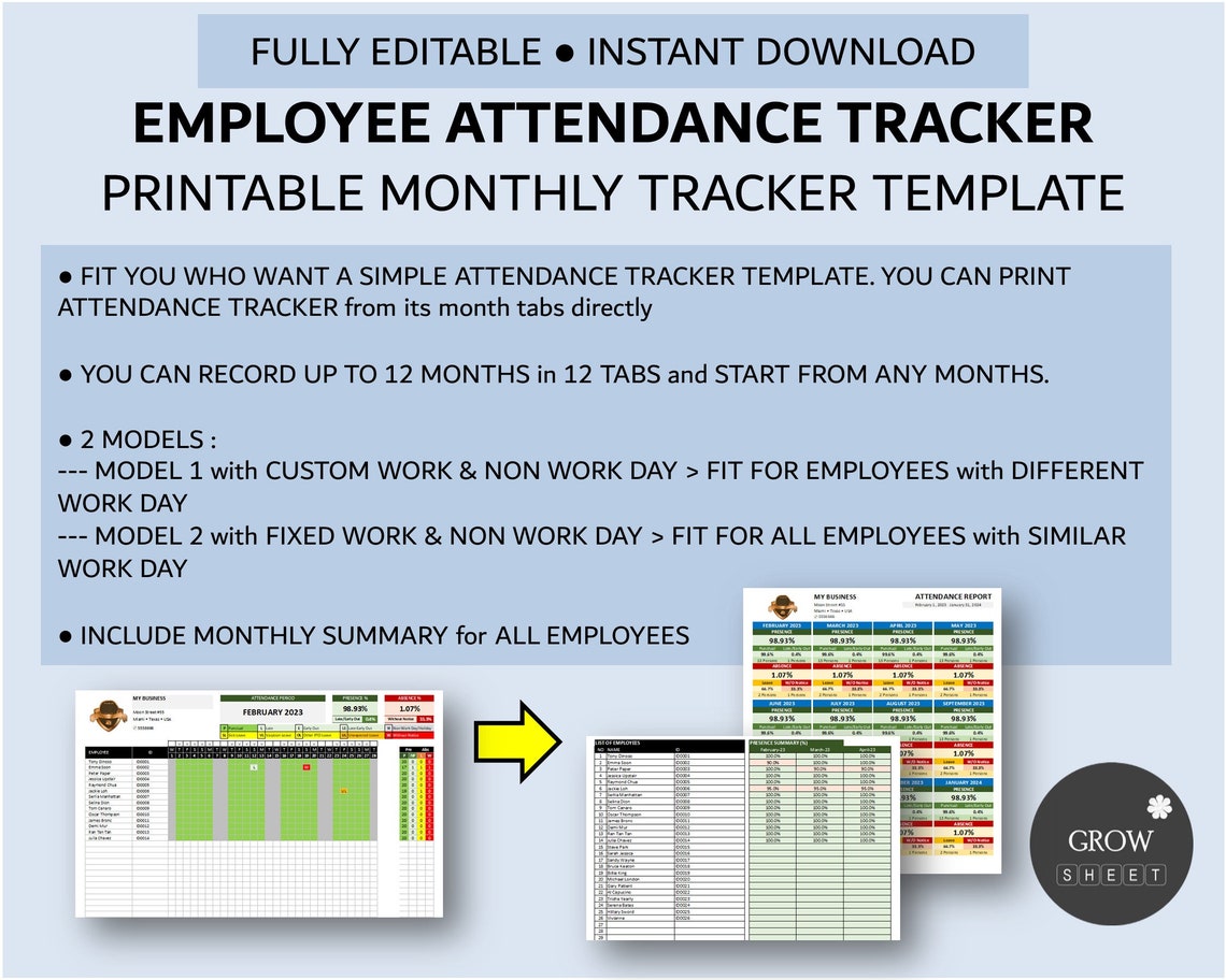 Employee Attendance Tracker | Daily Attendance Record | Start From Any ...