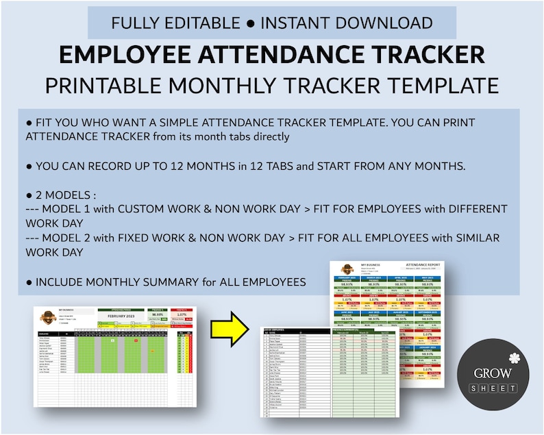 Employee Attendance Tracker | Daily Attendance Record | Start From Any ...