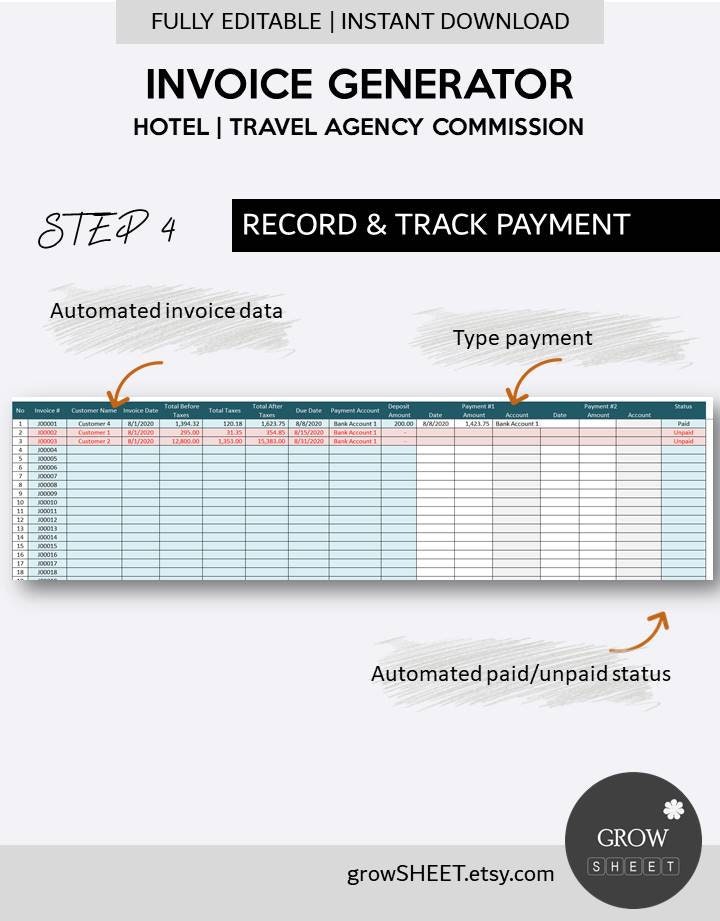 Travel Agency Commission Invoice Generator Excel Commission Invoice ...