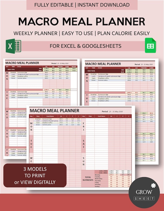 Menu Planner Template Excel