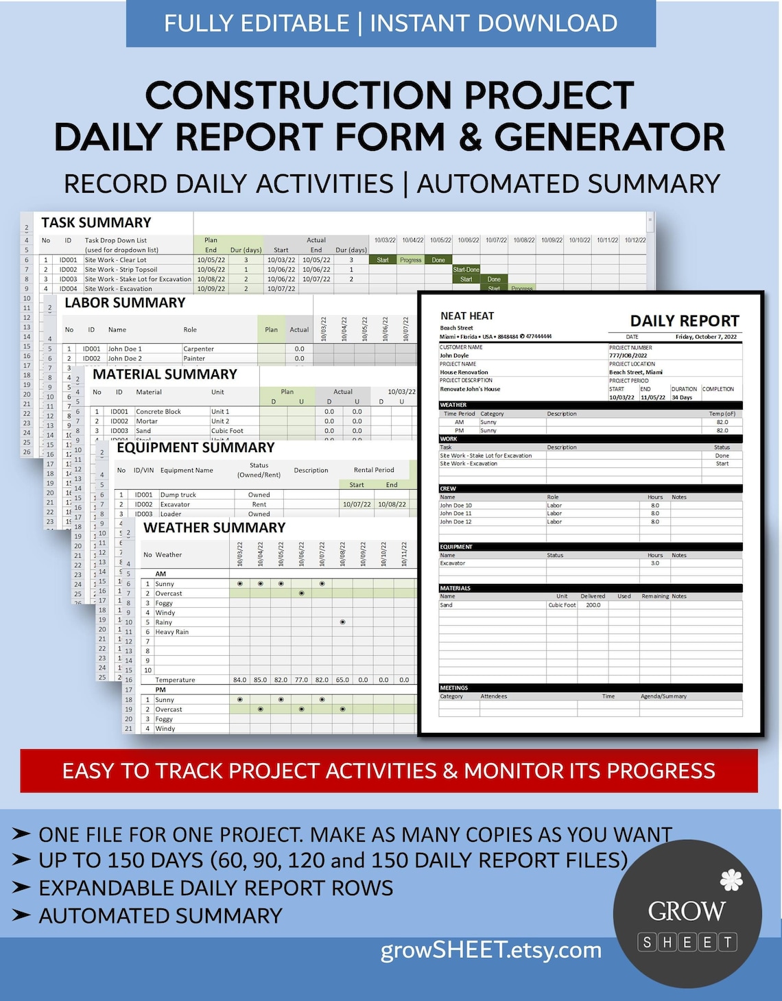 Construction Project Daily Report Generator With Database | Home ...